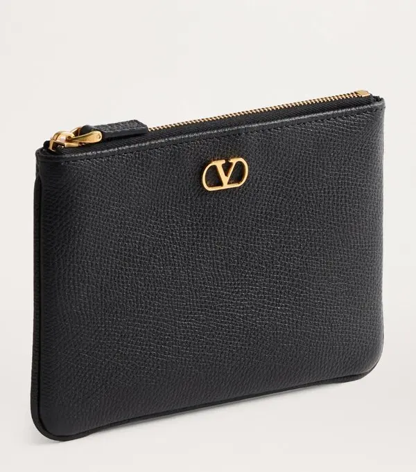 Valentino Garavani Leather Vlogo Signature Pouch - Black