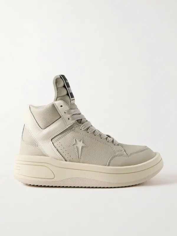 Rick Owens X Converse Turbowpn Textured-leather High-top Sneakers - Neutrals