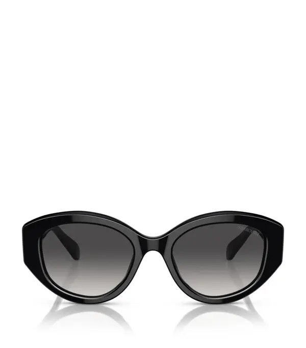 SWAROVSKI Oval Embellished Sunglasses - Black