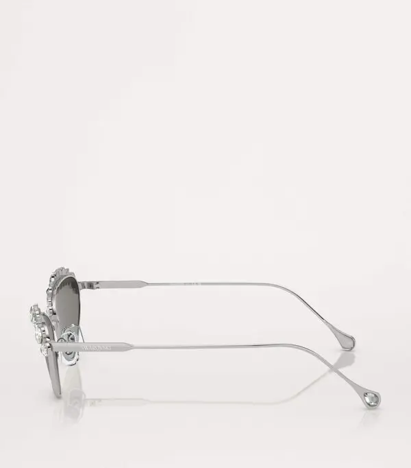 SWAROVSKI Embellished Cat Eye Sunglasses - Silver