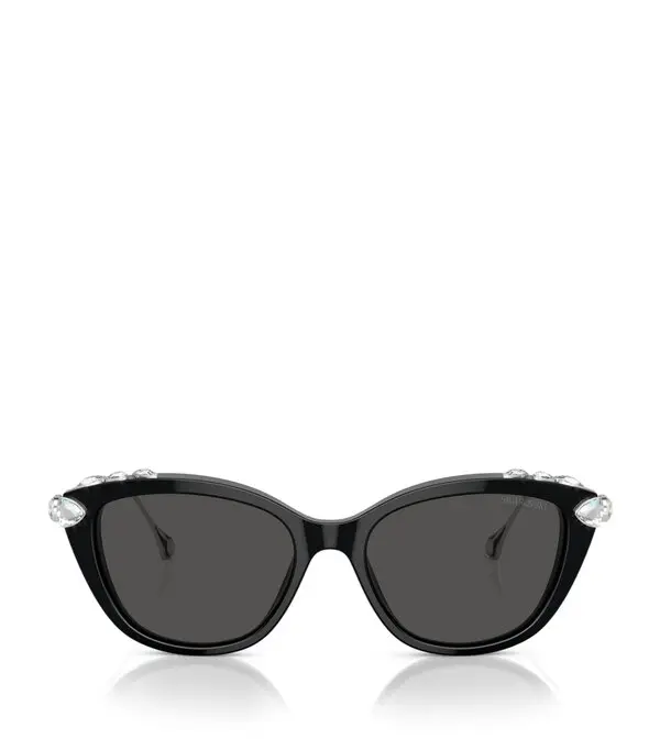 SWAROVSKI Embellished Cat Eye Sunglasses - Black