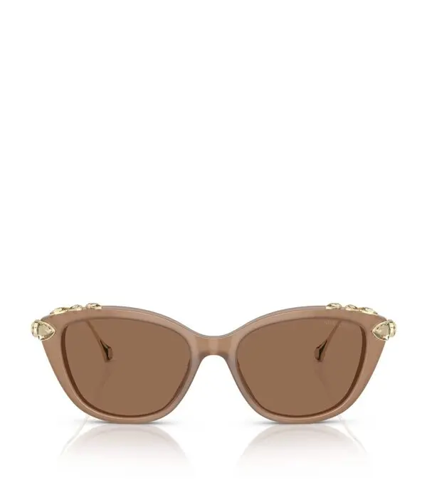 SWAROVSKI Embellished Cat Eye Sunglasses - Brown