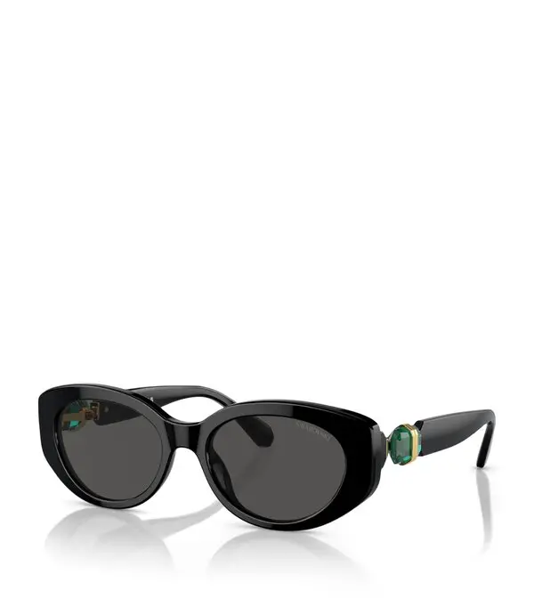 SWAROVSKI Acetate Oval Sunglasses - Black