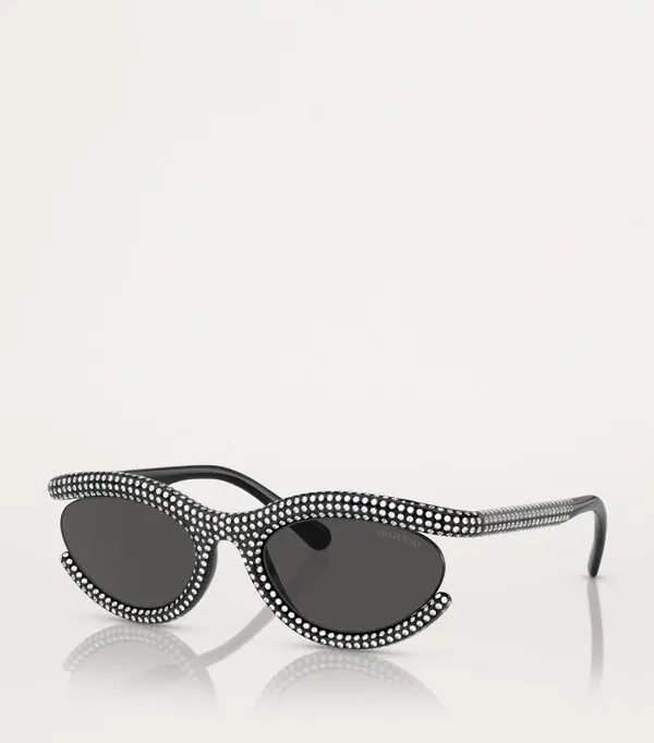 SWAROVSKI Oval Embellished Sunglasses - Black
