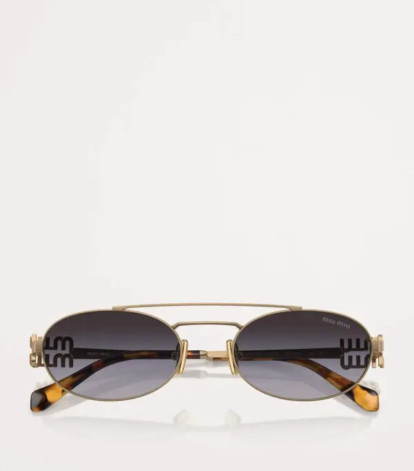 Miu Miu Injected Oval Sunglasses - Gold