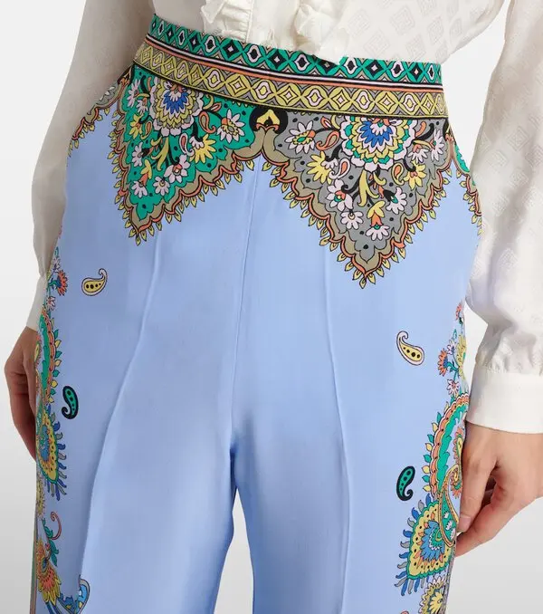 Etro Floral Silk Crepe De Chine Wide-leg Pants