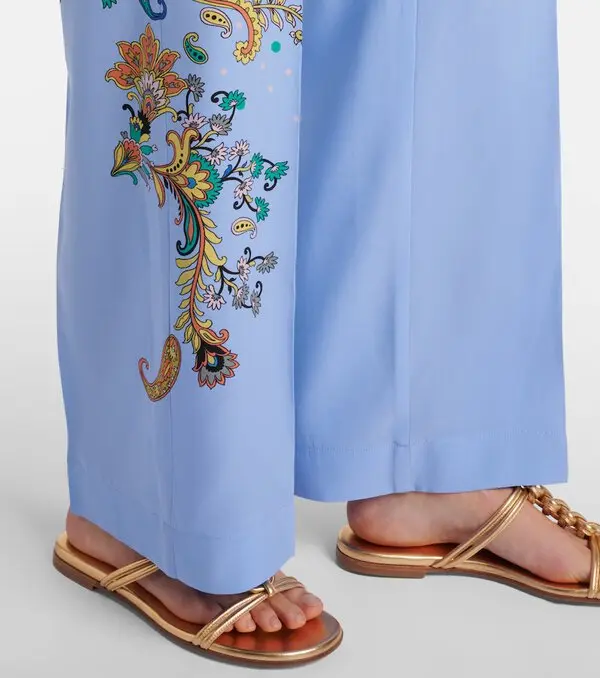 Etro Floral Silk Crepe De Chine Wide-leg Pants