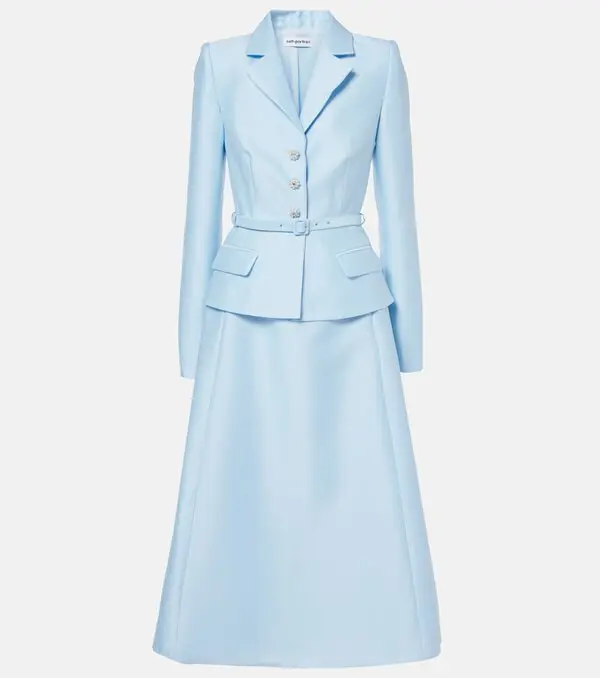 SELF-PORTRAIT Crepe Midi Dress - Blue