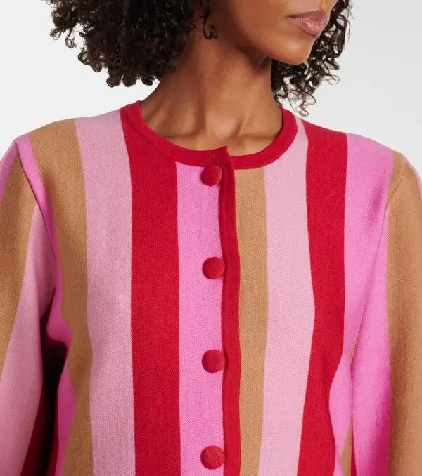 Rixo Mirja Striped Wool-blend Cardigan - Pink
