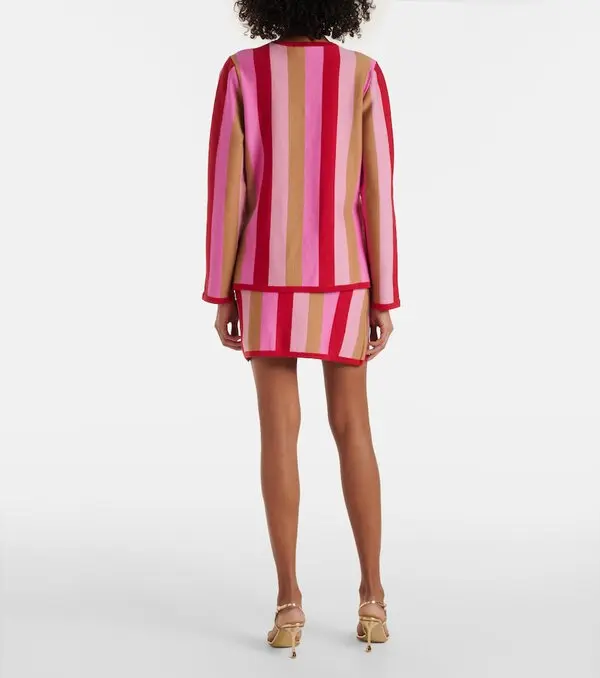 Rixo Mirja Striped Wool-blend Cardigan - Pink