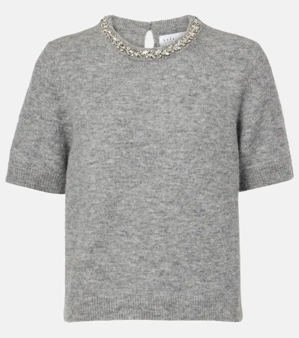 Velvet By Graham & Spencer Embellished Alpaca And Wool-blend Top