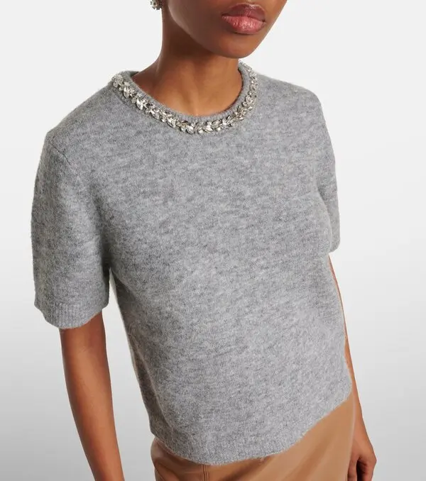 Velvet By Graham & Spencer Embellished Alpaca And Wool-blend Top