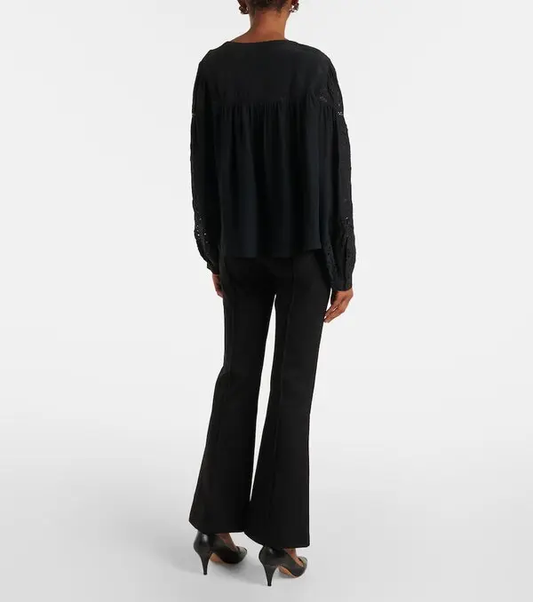 Velvet By Graham & Spencer Libby Open-knit Blouse - Black