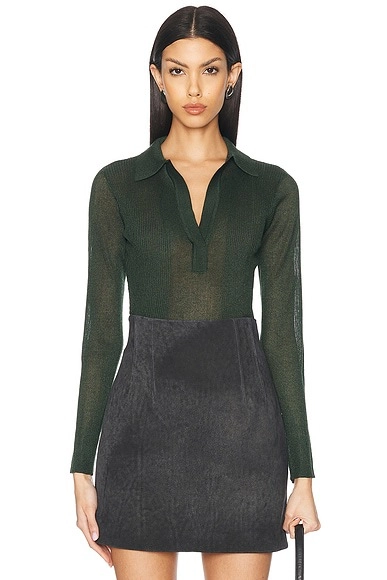 SEROYA Page Polo Top - Forest Green