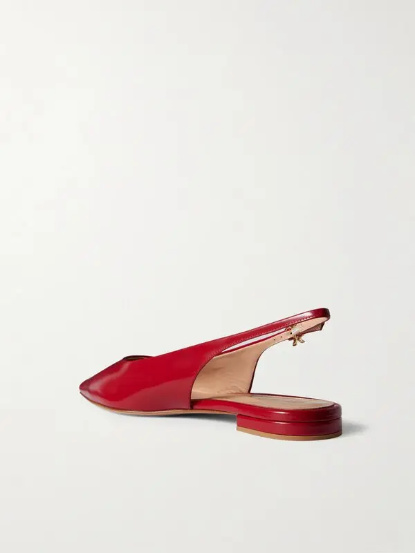 GIANVITO ROSSI Robbie Patent Leather Slingback Flats - Red