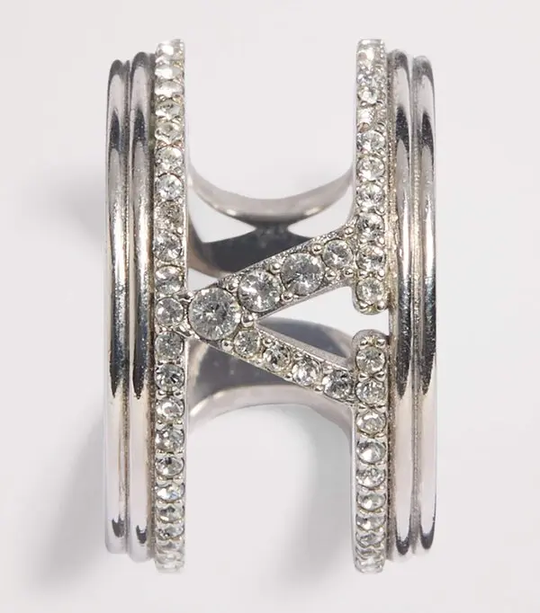 Valentino Garavani Crystal Vlogo Pearl Ring