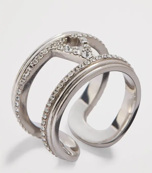 Valentino Garavani Crystal Vlogo Pearl Ring