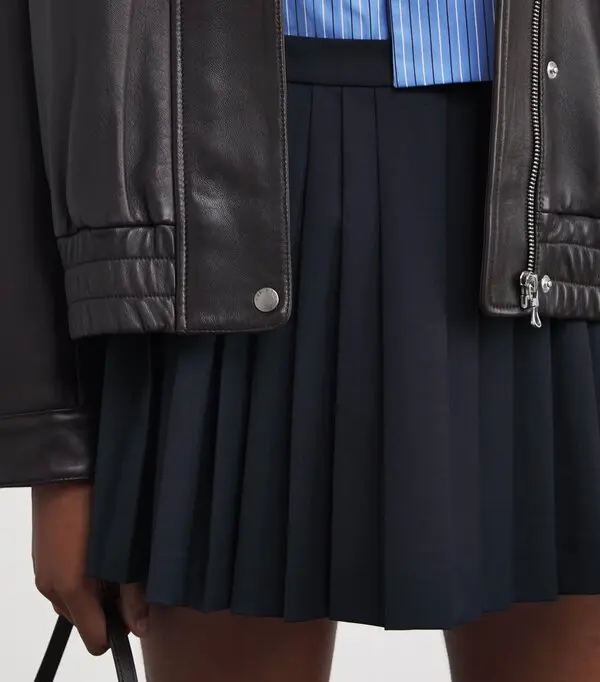 Sandro Pleated Mini Skirt With Buckle Detail