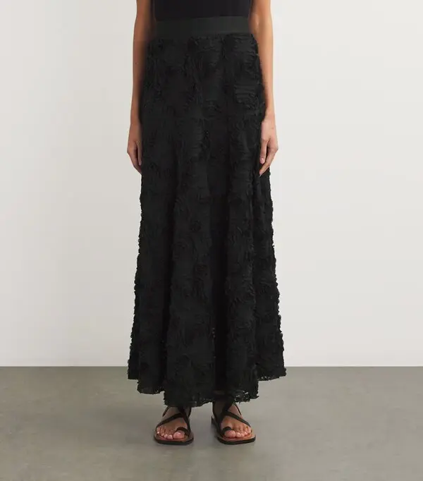 Maje Tulle Embroidered Maxi Skirt - Black