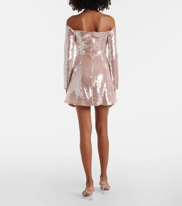 SELF-PORTRAIT Sequined Off-shoulder Mini Dress