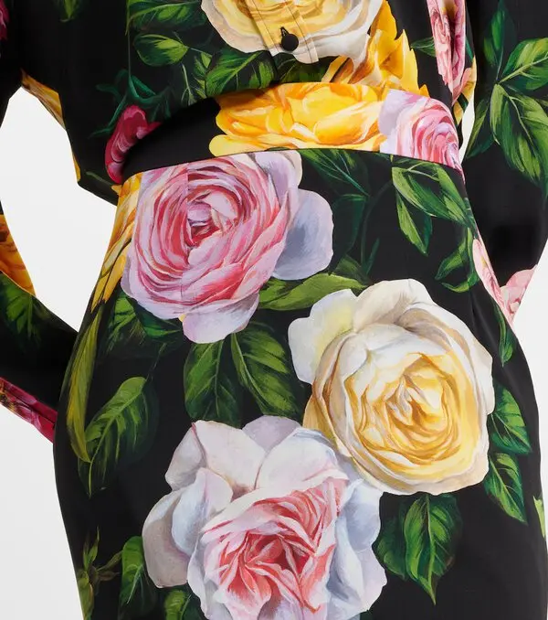 Dolce & Gabbana Floral Silk-blend Charmeuse Midi Skirt