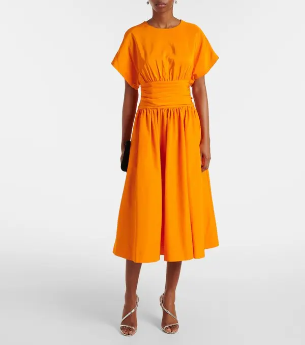Carolina Herrera Gathered Cotton-blend Cocktail Dress