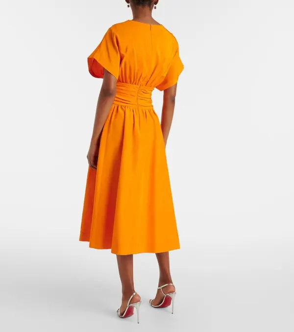 Carolina Herrera Gathered Cotton-blend Cocktail Dress