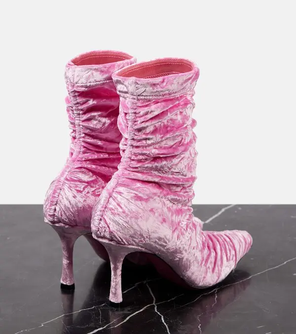 JIMMY CHOO Lotta 85 Crushed Velvet Ankle Boots - Pink