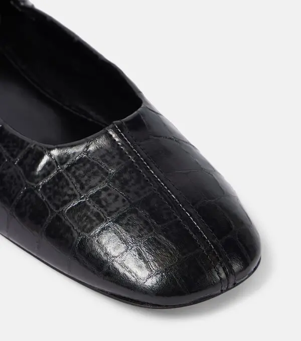 Dries Van Noten Croc-effect Leather Ballet Flats - Black
