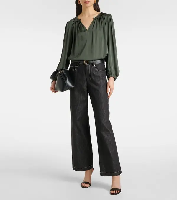 Velvet By Graham & Spencer Riona Satin Blouse - Grey