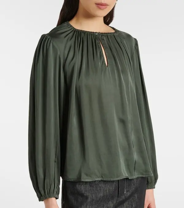 Velvet By Graham & Spencer Riona Satin Blouse - Grey