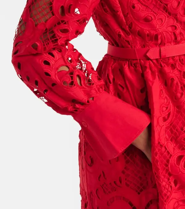 SELF-PORTRAIT Cotton Lace Gown - Red