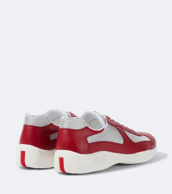 Prada America's Cup Leather And Fabric Trimmed Sneakers - Red