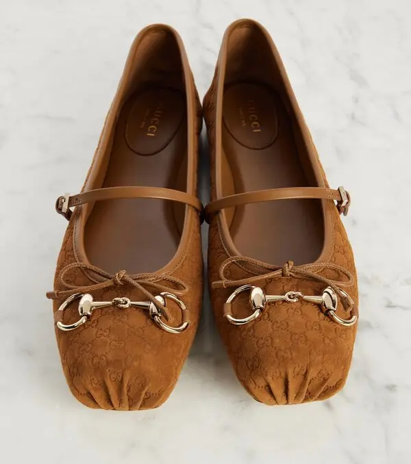 Gucci Horsebit Suede Ballet Flats
