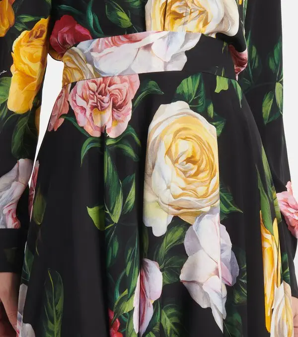 Dolce & Gabbana Floral Silk-blend Charmeuse Midi Skirt