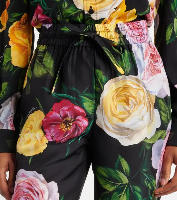 Dolce & Gabbana Floral Silk Straight Pants