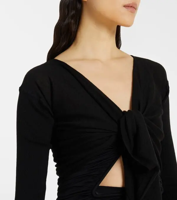 Rick Owens Cropped Virgin Wool Sweater Ivory Glow