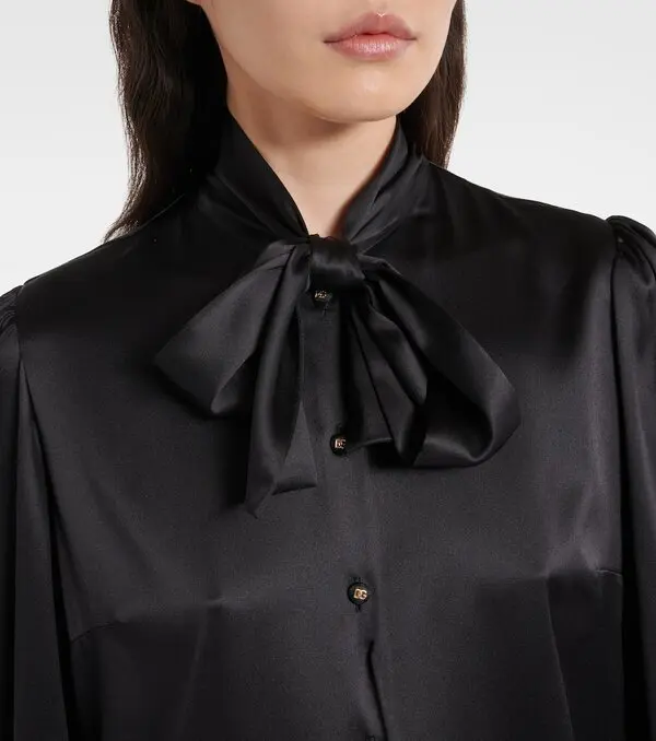 Dolce & Gabbana Tie-neck Silk-blend Satin Blouse