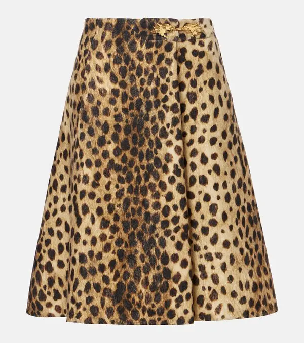 Valentino Garavani Animalier Leopard-print Wool Midi Skirt - Multicoloured