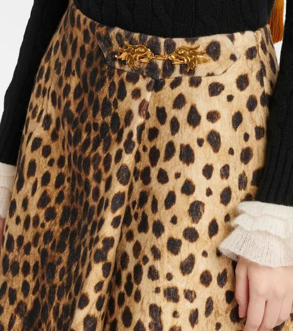 Valentino Garavani Animalier Leopard-print Wool Midi Skirt