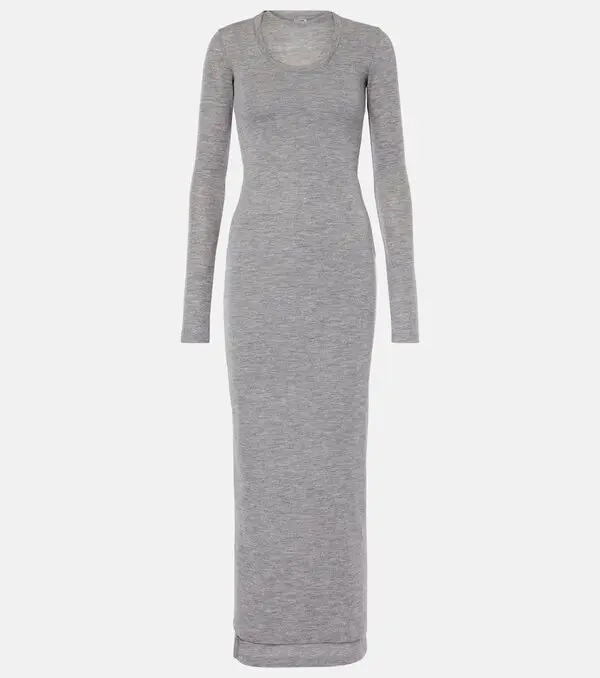 JIL SANDER Virgin Wool Midi Dress - Grey