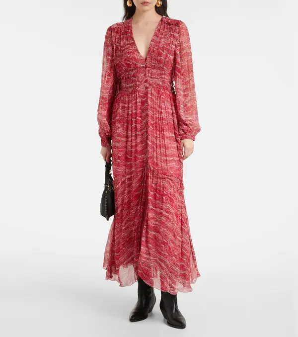 MARANT ETOILE Amara Chiffon Maxi Dress - Red