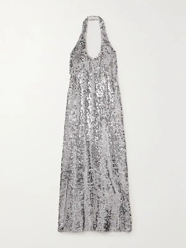 SIEDRES Hely Sequined Tulle Midi Dress - Silver