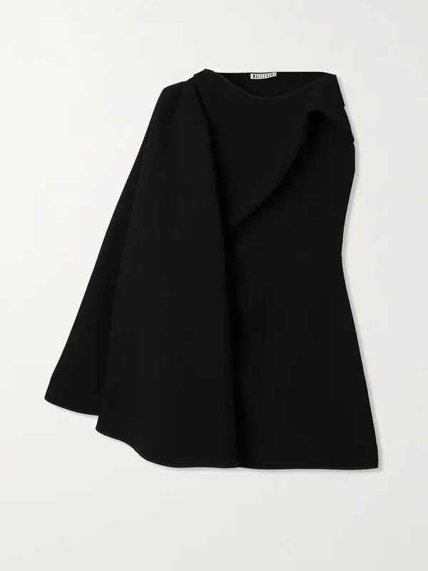 Maticevski Prefix Cape-effect One-shoulder Crepe Mini Dress - Black