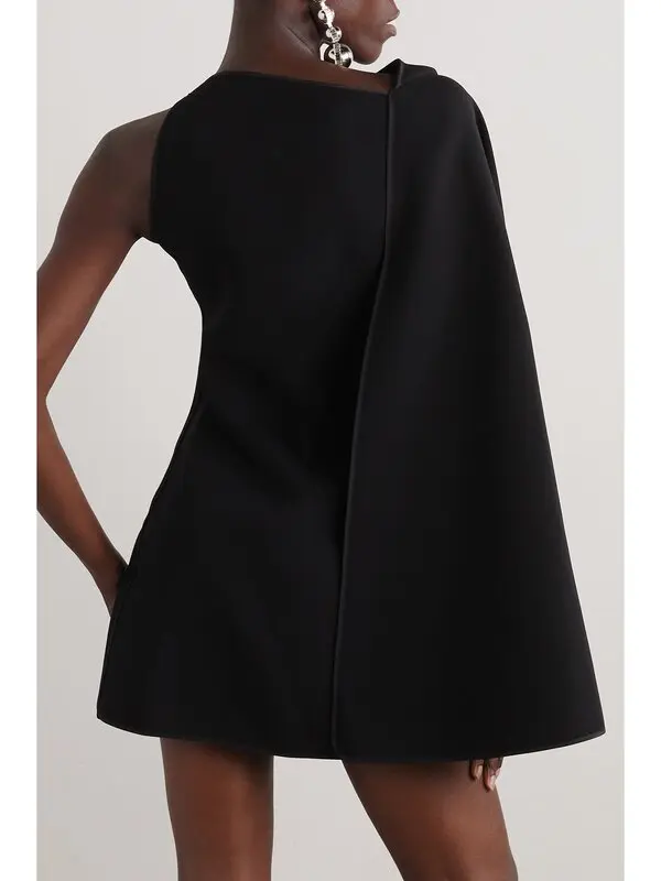 Maticevski Prefix Cape-effect One-shoulder Crepe Mini Dress