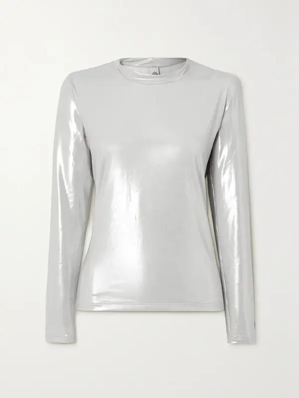 JETSET Glazy Metallic Stretch-jersey Ski Top - Silver