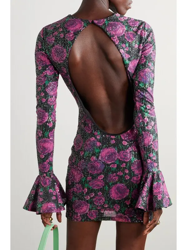 ROTATE BY BIRGER CHRISTENSEN Rosita Open-back Sequin Mini Dress