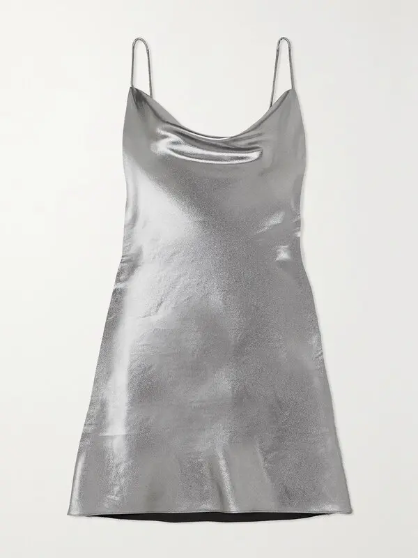 ROTATE BY BIRGER CHRISTENSEN Sidney Metallic Mini Dress - Silver