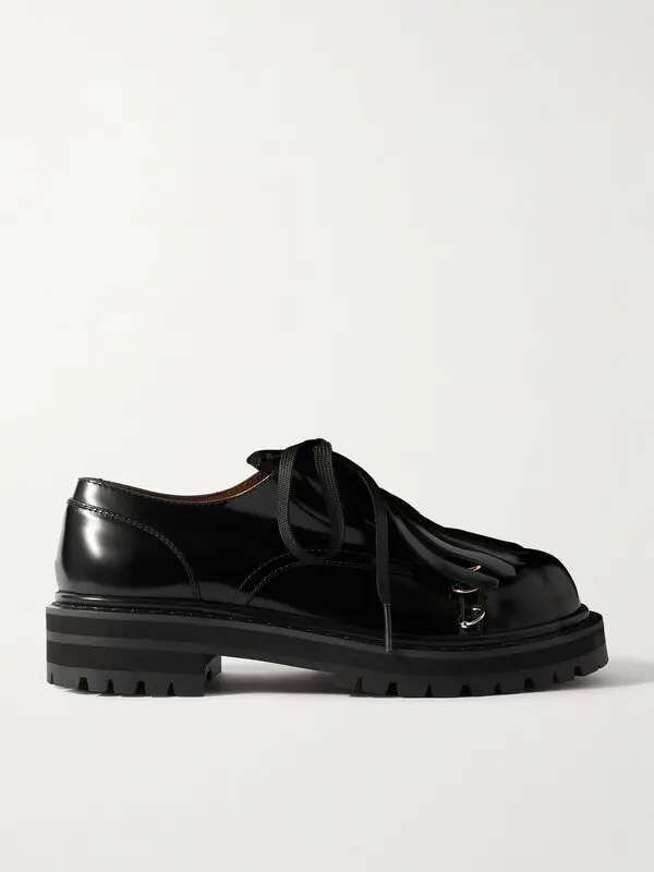 Marni Dada Embellished Fringed Derby Shoes - Black