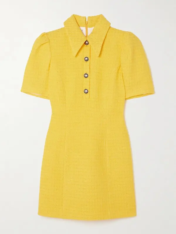 Alessandra Rich Bouclé Mini Dress - Yellow